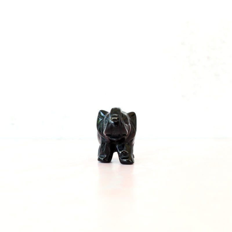 Obsidian Crystal Elephant Figurine | Protection & Good Luck - The ...