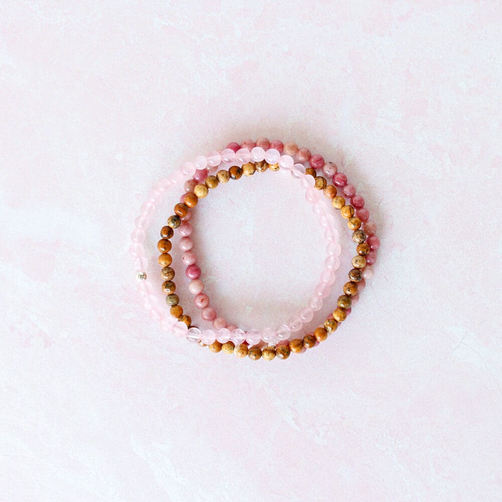 Dainty "Self-Love" Natural Crystal Bracelet Set - The Crystal Elephant