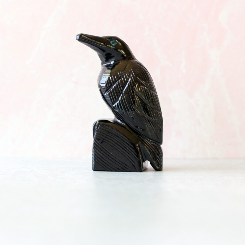 Black Onyx Crystal Raven Figurine | Protection | Inner Strength ...